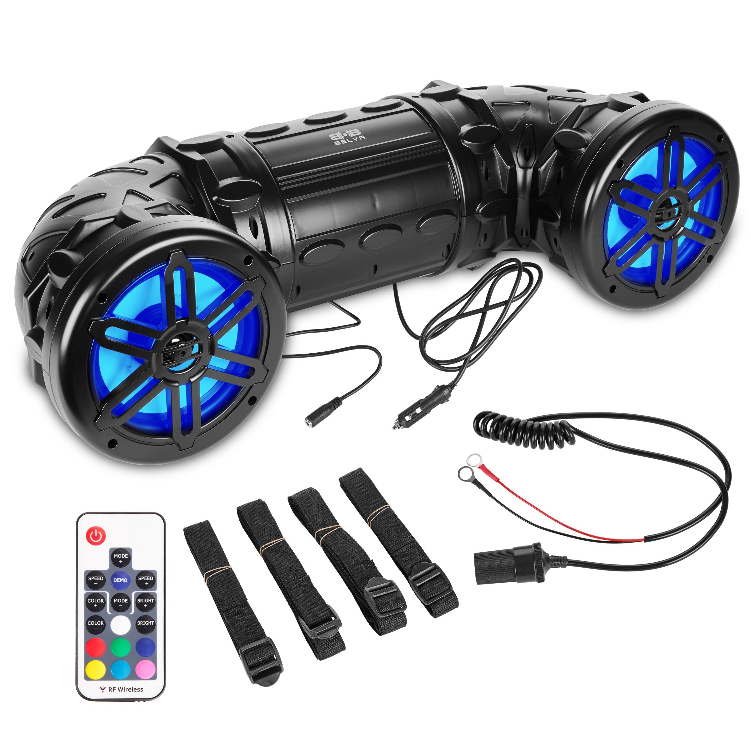 BPS8RGB 600W Peak (300W RMS) Dual 8" Bluetooth ATV Powersports Amplifi ...